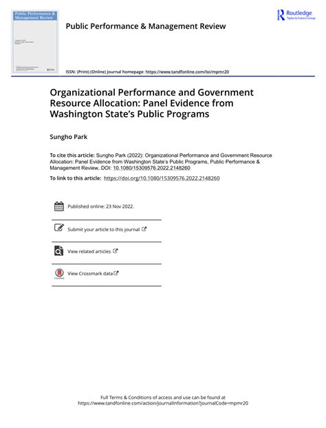 Pdf Organizational Performance And Government Resource Allocation