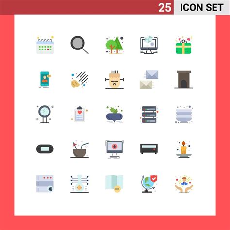 stock vector icon pack of 25 line signs and symbols for heart love tree