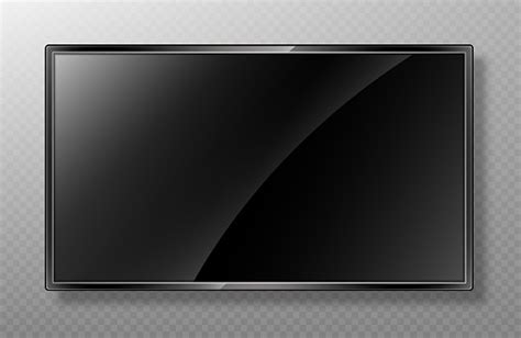 사실적인 Tv 화면 모형 투명한 배경에 고립 된 현대 Lcd 패널 Led 모니터 디스플레이 빈 텔레비전 템플릿입니다 벡터