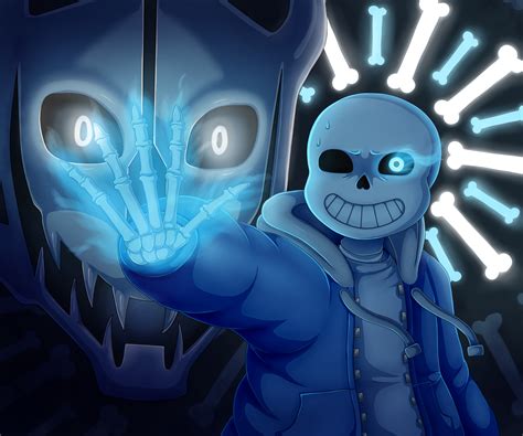 Undertale Hd Wallpaper Sans In Glowing Bone Blaze