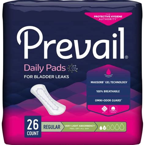 Prevail Womens Disposable Daily Pant Liners Very Light Absorbency 7