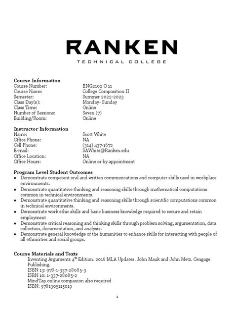 White Syllabus Eng 2102 O11 Su23 Pdf Academic Dishonesty Essays