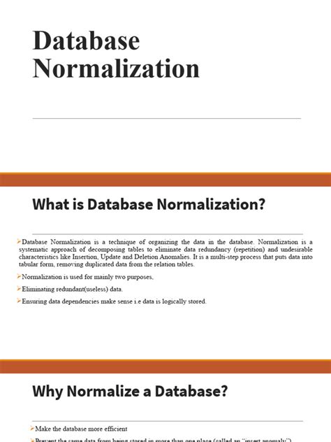 Database Normalization Updated Pdf Computing Computer Programming
