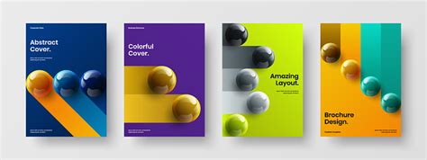 프리미엄 소책자 A4 벡터 디자인 템플릿 구성 독특한 3d 공 회사 아이덴티티 일러스트 컬렉션 A4 용지에 대한 스톡 벡터 아트