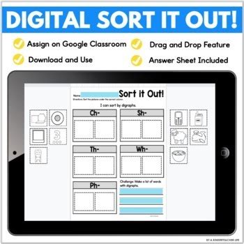 Digraphs SH TH CH WH PH Sort Digital Version Included By A Kinderteacher Life