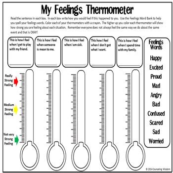 Feelings Thermometer Worksheet