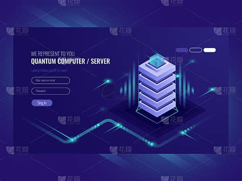 区块链服务器概念，量子计算机，服务器室，数据库，信息存储和处理素材 花瓣网