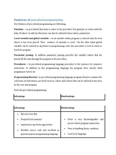 Key Features And Facts Of Procedural Programming Pdf