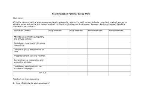 Peer Evaluation Questionnaire