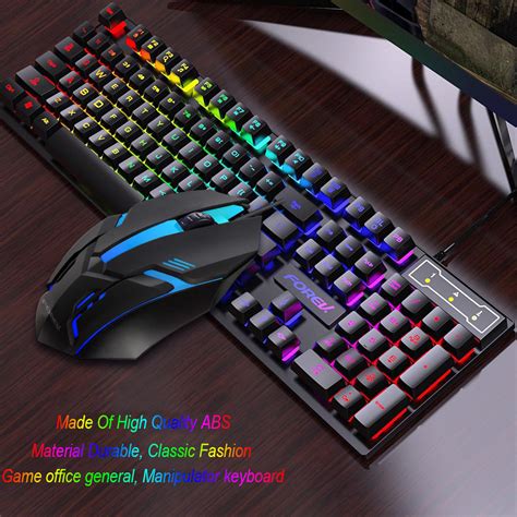 Gaming Keyboard And Mouse Set Wired Keyboard Mechanical Feel Key Rainbow Membrane Keyboard