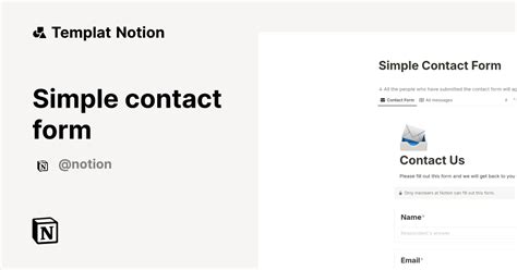 Simple Contact Form Templat Oleh Notion Notion Marketplace