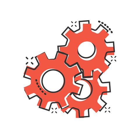gear vector icon in comic style cog wheel cartoon illustration on