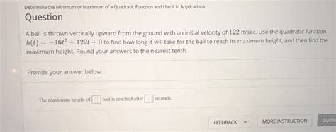 Solved Determine The Minimum Or Maximum Of A Quadratic Chegg Com
