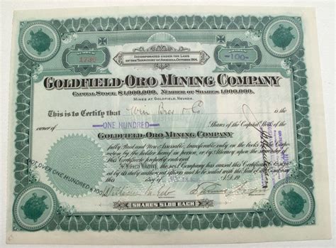 Goldfield Oro Mining Company Stock