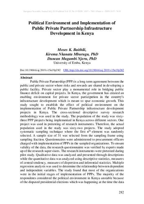 Pdf Political Environment And Implementation Of Public Private Partnership Infrastructure