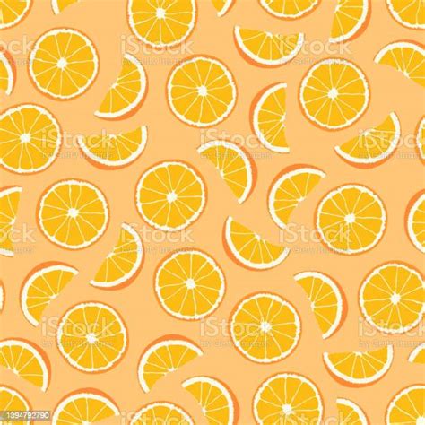 밝고 이음새가 없는 과일 패턴 손으로 그린 디자인 감귤류가있는 반복 가능한 주황색 배경 활기찬 여름 끝없는 인쇄 벡터 일러스트 레이 션 오렌지 감귤류 과일에 대한 스톡 벡터