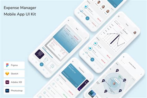 expense manager mobile app ui kit photoshop templates ~ creative market