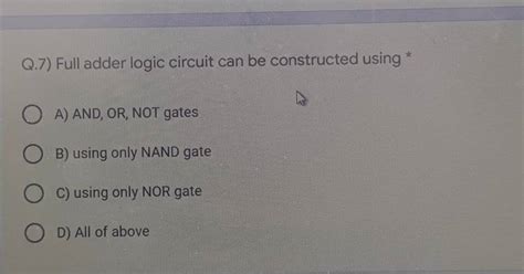 Q 7 Full Adder Logic Circuit Can Be Constructed Using Filo