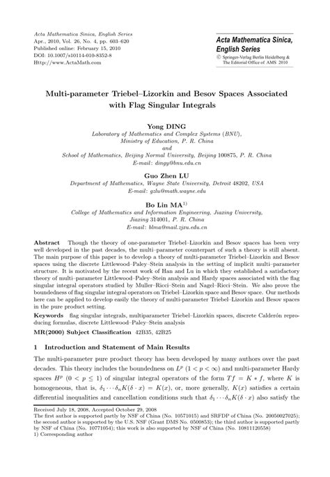 Pdf Multi Parameter Triebel Lizorkin And Besov Spaces Associated With Flag Singular Integrals