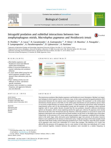 Pdf Intraguild Predation And Sublethal Interactions Between Two