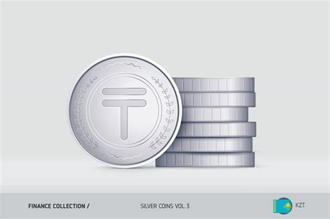 실버 동전입니다 현실적인 카자흐스탄 텡 게 동전 쌓아 동전의 근처에 서 웹사이트 웹 디자인 모바일 애플 리 케이 션 인포 그래픽에 대 한 금융 개념 0명에 대한 스톡 벡터