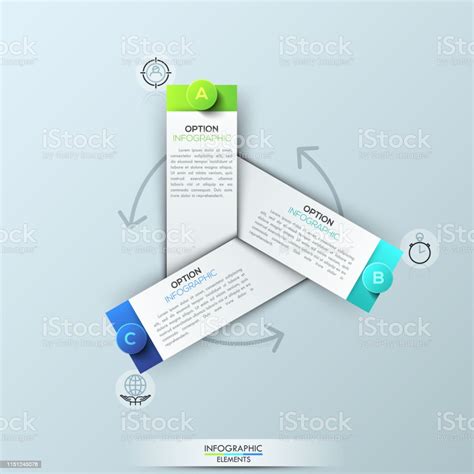 3 개의 직사각형 요소가 있는 인포 그래픽 디자인 서식 파일 3가지 개체에 대한 스톡 벡터 아트 및 기타 이미지 3가지 개체