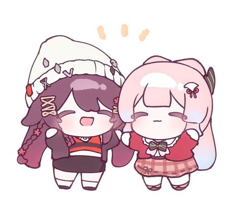 Hu Tao Sangonomiya Kokomi Sangonomiya Kokomi And Hu Tao Genshin Impact Drawn By