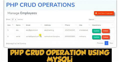 Core Php Crud Operation Using Mysqli Core Php