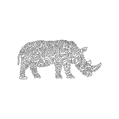 Continuous Curve One Line Drawing Of Fearsome Rhinoceros Curve Abstract Art Single Line