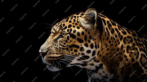 Premium Ai Image A Close Up Of A Jaguars Face Against A Black Background