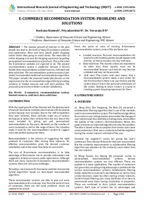 Pdf E Commerce Recommendation System Problems And Solutions