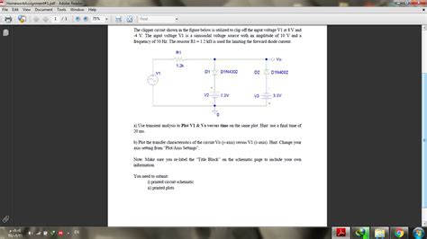 solved the clipper circuit shown in the figure below is