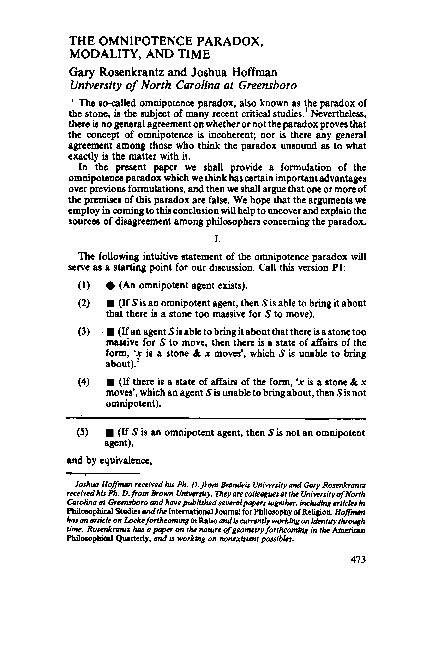 Pdf The Omnipotence Paradox Modality And Time