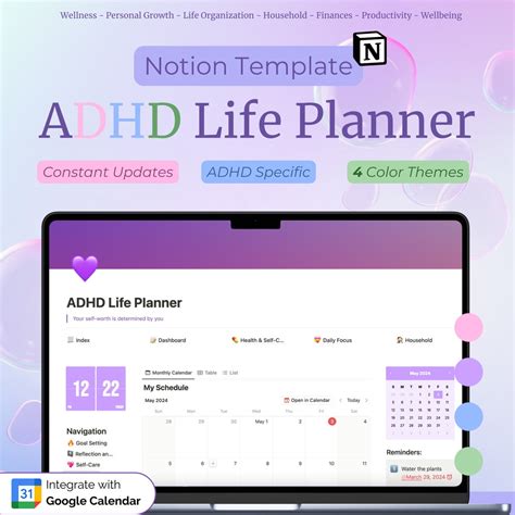 Adhd Notion Template Adhd Notion Life Planner All In One Notion