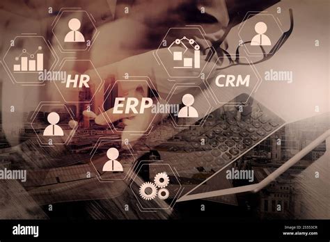 Architecture Of Erp Enterprise Resource Planning System With Connections Between Business