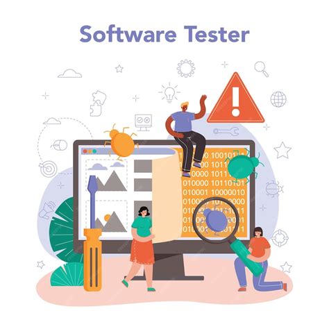 Premium Vector Software Tester Application Or Website Code Testing