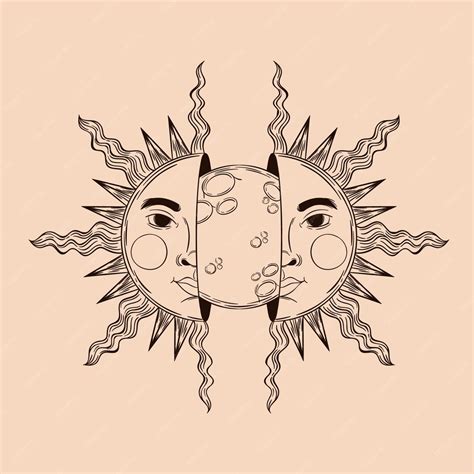 Free Vector Sun And Moon Drawing Illustration