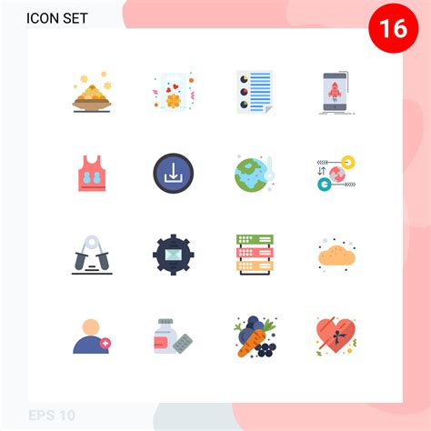 Flat Color Pack Of 16 Universal Symbols Of Mobile Gaming Present Game