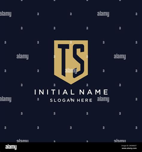 Ts Monogram Initials Logo Design With Shield Icon Template Stock Vector