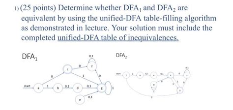 solved 1 25 points determine whether dfa and dfa are