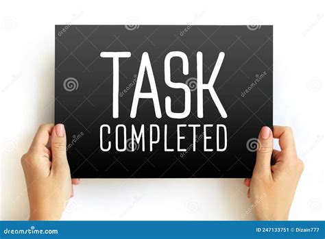 Task Completed Text On Card Concept Background Stock Image Image Of