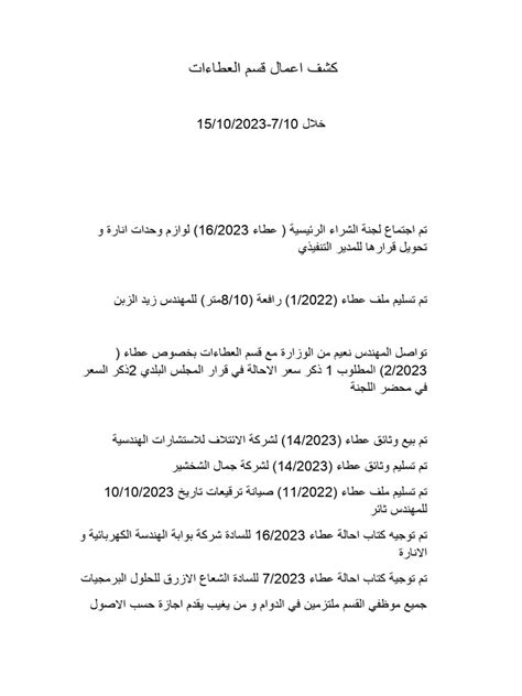 كشف اعمال القسم Pdf