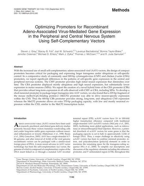 Pdf Optimizing Promoters For Recombinant Adeno Associated Virus