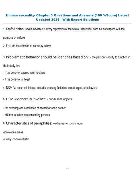 Human Sexuality Chapter 3 Questions And Answers 100 Score Latest