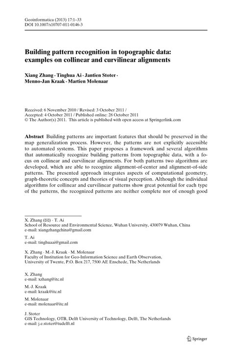 PDF Building Pattern Recognition In Topographic Data Examples On Collinear And Curvilinear