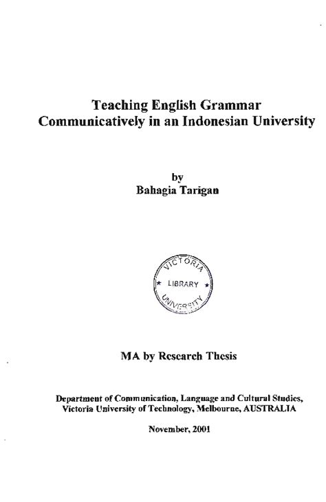 Pdf Teaching English Grammar Communicatively In An Indonesian University