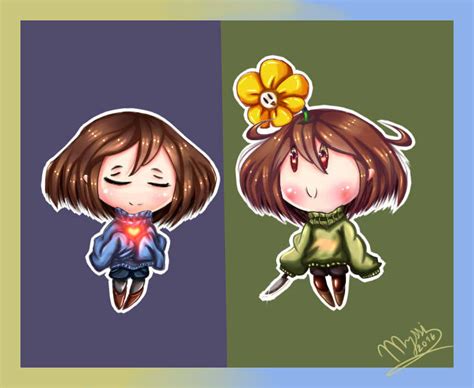 Friskchara And Flowey Chibi By Gartendrache On Deviantart