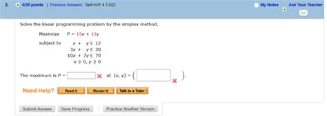 Solved Solve The Linear Programming Problem By The Simplex