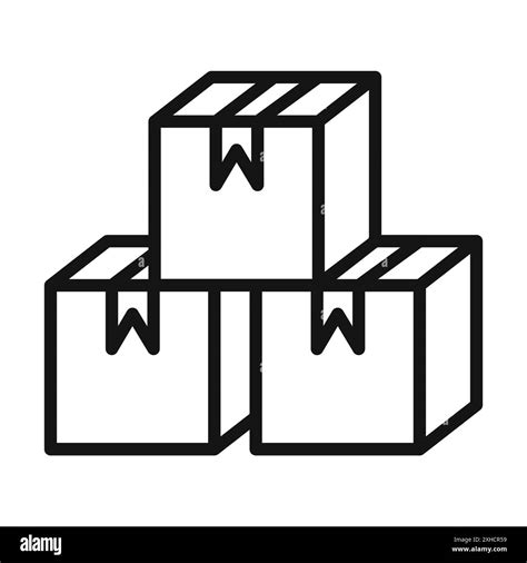 Boxes Icon Vector Symbol Or Sign Set Collection In Black And White Outline Stock Vector Image