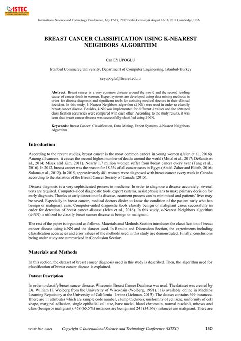 Pdf Breast Cancer Classification Using K Nearest Neighbors Algorithm